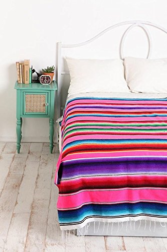 Party Sarape Mexican Serape Saltillo Blanket (X-large, Pink) Heavy Authentic Throw 58" X 78" Top Quality000203