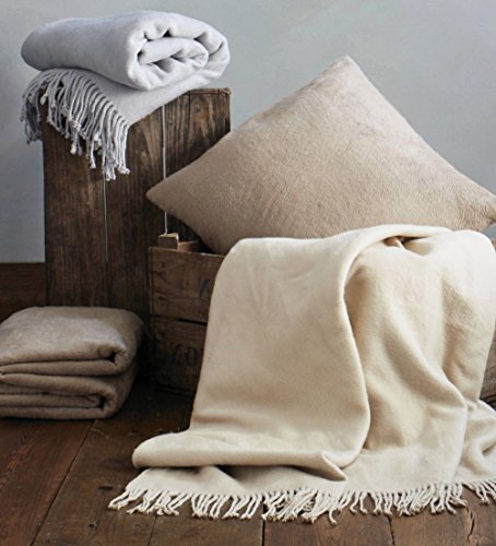 Luxury Pure 100% Mulberry Silk Throw, Genuine Natural 100% Silk Oversized Super Soft Plush Blanket in Ivory or Beige (Ivory)