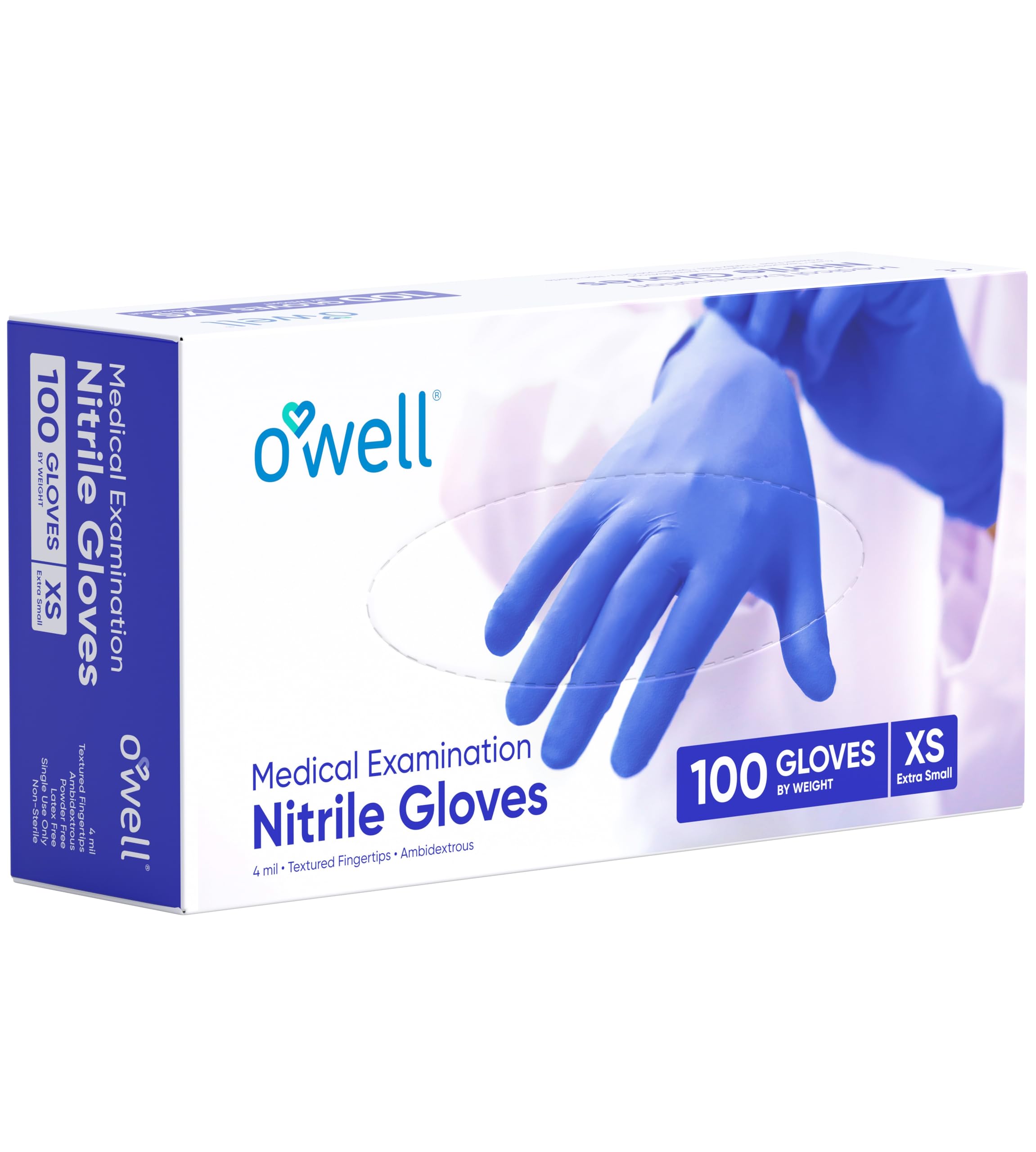 OWELL Nitrile Gloves Disposable Latex Free Medical Exam Gloves Powder Free Nitrile Gloves X-SMALL Disposable Gloves Rubber Gloves Disposable Medical Gloves Latex Free Gloves X-SMALL - 100 Count