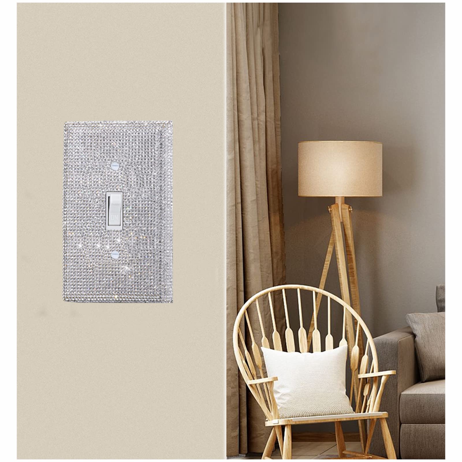 Shiny Silver Rhinestones Wall Plates Light Switch Decorative Cover Plate Single Toggle Rhinestones Outlet Covers Wall Plate