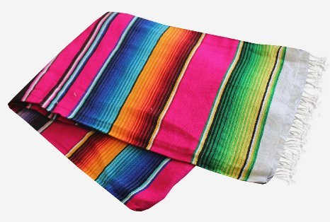 Party Sarape Mexican Serape Saltillo Blanket (X-large, Pink) Heavy Authentic Throw 58" X 78" Top Quality000203