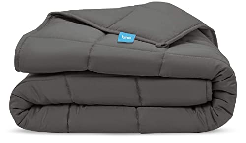 Luna [ Cooling Silky Bamboo Weighted Blankets 100% Lyocell Premium Quality Weighted Cooling Blanket | Breathable All Season Calming Blanket for Adults [15lbs - Queen - 60" x 80"] [Dark Grey]