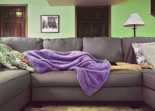 Pug Throw Blanket Kid's Blanket Puppy Blanket Super Soft Flannel Blanket for Bed and Couch, Pug Gifts for Pug Lovers(Purple,60x80)