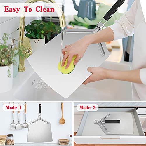 DIMBRAH Pizza Peel 16 inch,Pizza Paddle Stainless Steel-Pizza Spatula Paddle Super Peel for Pizza Accessories,Metal Pizza Peel with Folding Handle