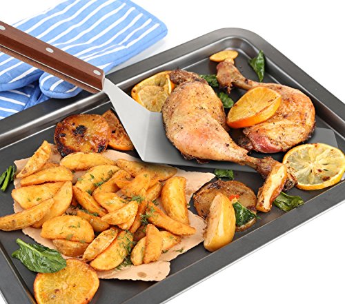 8β Extra-Large Sturdy Stainless Steel Spatula with Strong Wooden Handle β Professional Food Flipper Scraper for Grilling, Cooking, Baking Cakes & Cookies for Your Home Kitchen and Restaurants