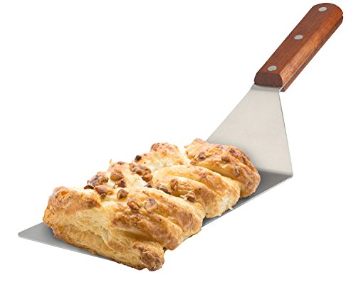 8β Extra-Large Sturdy Stainless Steel Spatula with Strong Wooden Handle β Professional Food Flipper Scraper for Grilling, Cooking, Baking Cakes & Cookies for Your Home Kitchen and Restaurants
