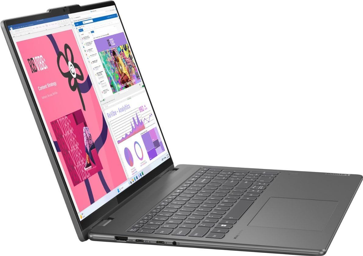 Lenovo Yoga 7i 2-in-1 AI Powered Touchscreen Laptop (Intel Core Ultra 7 155U 12-Core, 16GB RAM, 1TB PCIe SSD, Backlit KYB, FP Reader, 2 Thunderbolt 4, Win 11 Pro) w/AI Copilot & DKZ Hub