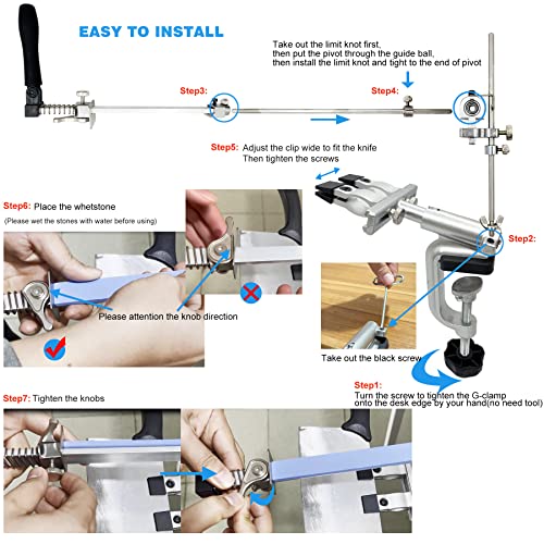 RUIXIN PRO RX-009 Professional Knife Sharpener with 12 Whetstones, 360° Rotation Flip Design Fixed-Angle Stainless Steel Kitchen Chef Knife Sharpening Kit Holding System Tools