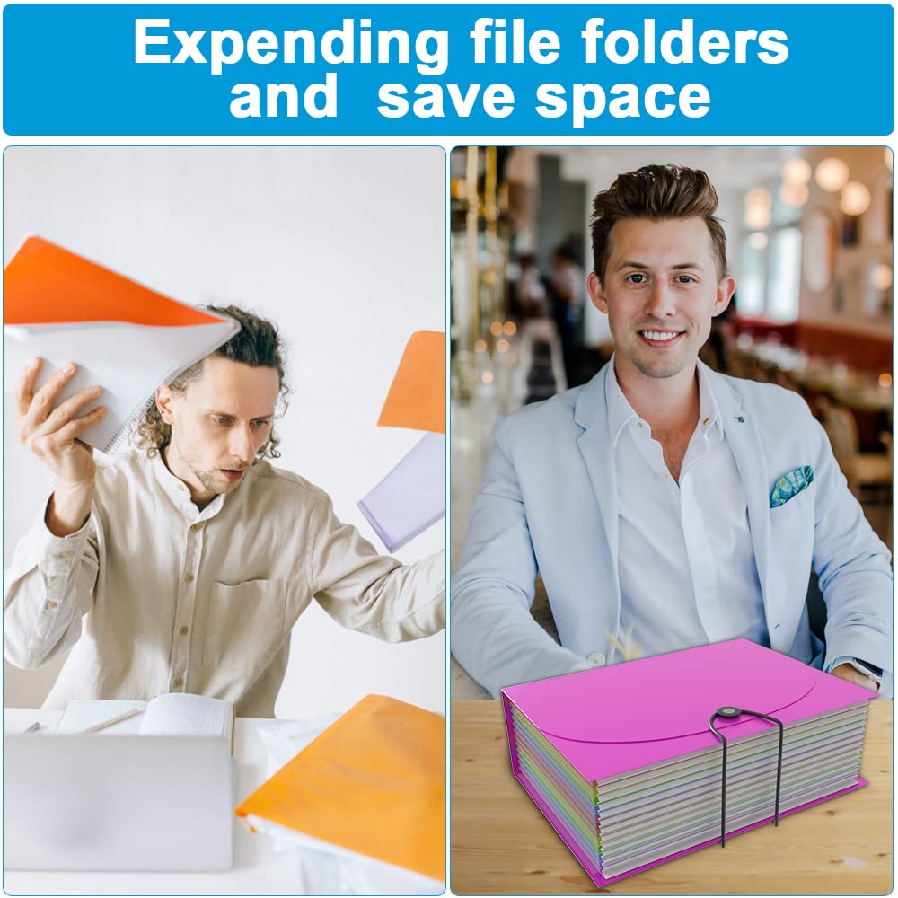 CN1ST Expanding File Folder with Sticky Labels, Accordian File folders Organizer, Expandable Filing Folder for Documents Letter Size and A4 Size