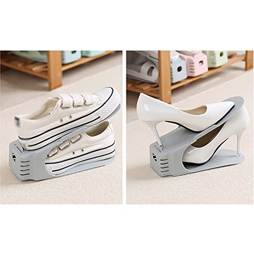 ZANBANG Thicking Shoe Slots Organizer,6 Pack Adjustable Shoe Stacker for Closet Organization with 3 Level ZML-285 (Blue)