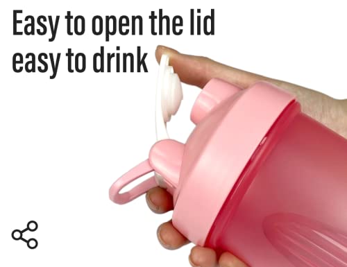 Litex Classic Shaker Bottle, great for protein shakes and pre-workout, shaker set with stirrer - BPA free - 20 oz(pink)