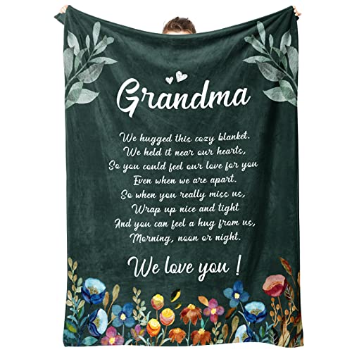 Blanket Gifts for Grandma, Grandma Birthday Gifts, Mother's Day Present for Grandma from Granddaughter, Grandchildren, We Love You Cozy Throw Blankets 50" x 60"