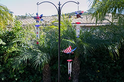 Exhart Wind Chimes, WindyWings Patriotic Eagle Wind Chime with Fluttering American Flag Wings, Outdoor Plastic and Metal Lawn and Yard Decoration, 9 x 6 x 18 Inch