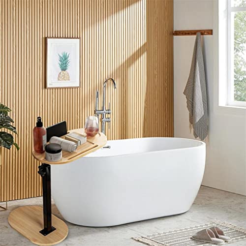 YEBDD Wooden Bathtub Tray Adjustable Table Side Shelf Drawing Living Dressing Room Bathroom