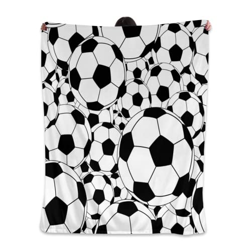 Fleece Soccer Blanket Super Soft Plush Throw Blanket Cozy Warm Bed Blankets Lightweight Microfiber Flannel Blankets for Couch, Bed, Sofa (40" x 50")