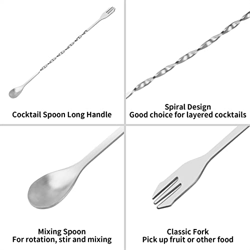 tifanso Muddler for Cocktails, 10" Muddler and Bar Spoon Cocktail Mixing Spoon, Stainless Steel Cocktail Muddler Stirrer, Cocktail Spoon Long Handle, Bar Accessories Tools for Mojitos Fruit Drinks