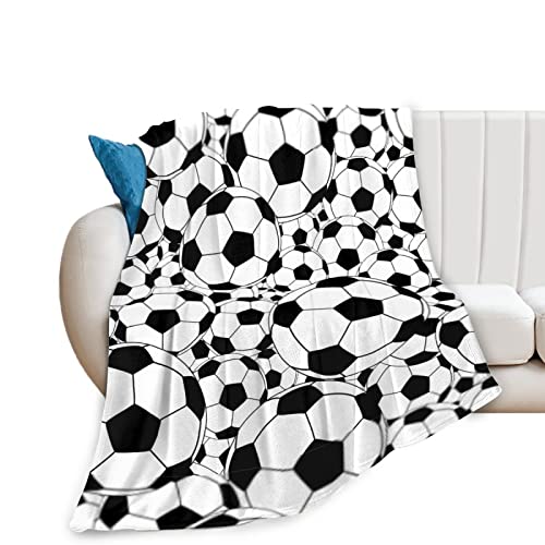 Fleece Soccer Blanket Super Soft Plush Throw Blanket Cozy Warm Bed Blankets Lightweight Microfiber Flannel Blankets for Couch, Bed, Sofa (40" x 50")