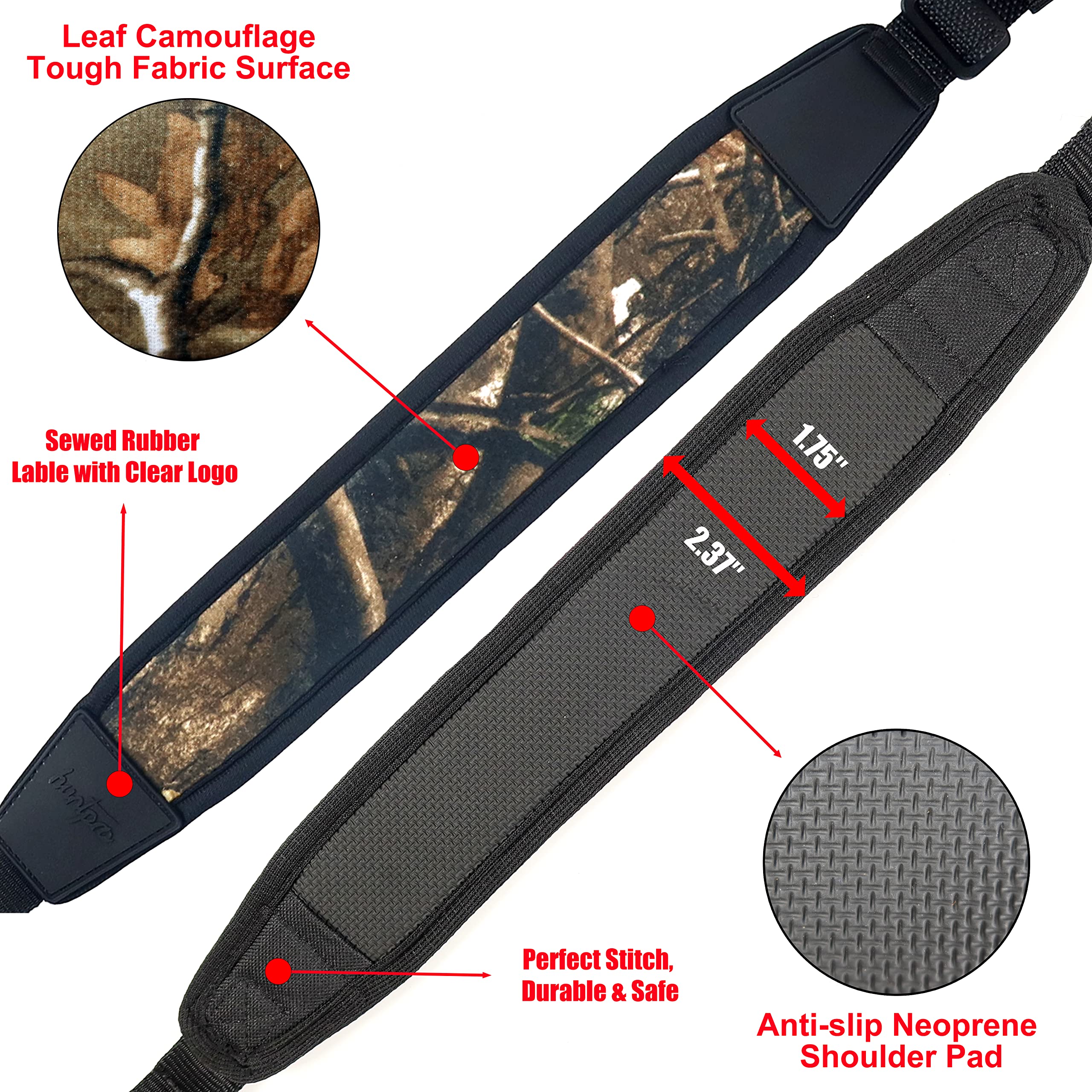 HUNTPAL 2 Point Non-Swivel No Drill Gun Sling for Shotgun Rifle, Neoprene Padded Hunting Sling 12/20 Gauge Shotgun Sling Shoulder Gun Strap with Thumb Hole