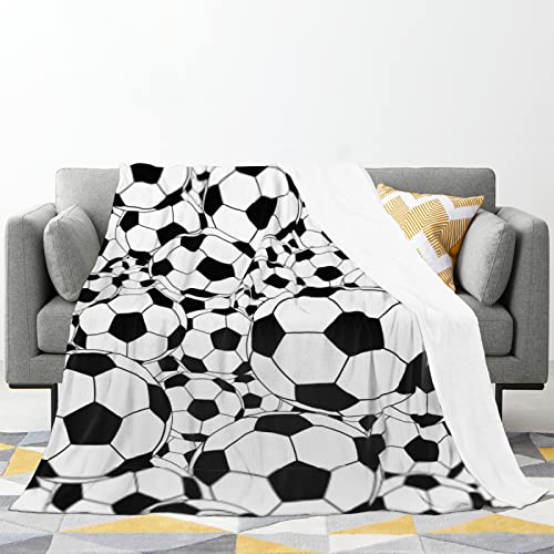 Fleece Soccer Blanket Super Soft Plush Throw Blanket Cozy Warm Bed Blankets Lightweight Microfiber Flannel Blankets for Couch, Bed, Sofa (40" x 50")
