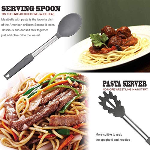 Kitchen Utensil Set,Silicone Cooking Utensils, Kitchen Utensils Set with Stainless Steel Handle,Silicone Spatula Set Utensil Set, Cooking Utensil Set,Kitchen Tools Gadgets for Nonstick Cookware