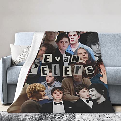 MEROHORO Evan Peters Collage Blanket (3 Sizes), Warm, Lightweight & Cozy, Super Soft & Comfy Flannel Blanket, Fleece Blanket, Microfiber Anti-Pilling Plush Blanket for Couch, Bed, Sofa, 60"x50"