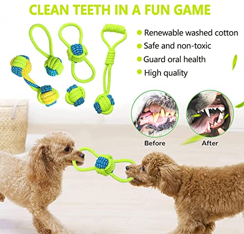 BENSEAO Puppy Chew Toys - Teething Ring & Rope Toy for Small Dogs, Interactive Dog Balls, Storage Basket (B)