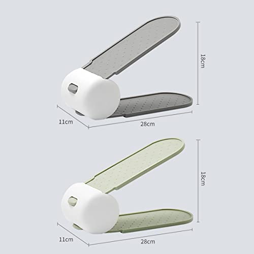 ULTECHNOVO 4pcs Double Deck for Saving Grey/Slipper Racks Holder Sneaker Clo Slots Showcase -Layer Shoe Stacker Fixtures Green Saver Display Organizer Practical Space Household Sandal