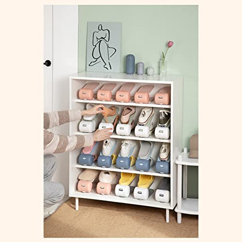 ULTECHNOVO 4pcs Double Deck for Saving Grey/Slipper Racks Holder Sneaker Clo Slots Showcase -Layer Shoe Stacker Fixtures Green Saver Display Organizer Practical Space Household Sandal