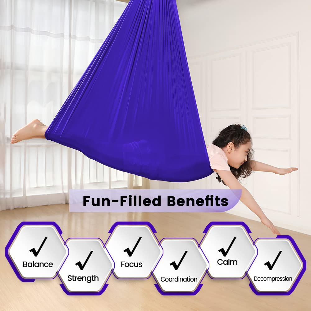 Sensory Swing Safe for Kids Pod Swing Special Needs (with Hardware) Indoor Outdoor Swing Hanger Hammock Chair for Calming & Relaxing, Autism, ADHD Aspergers Therapy Cuddle, Child Sensory Seat Toy Gift
