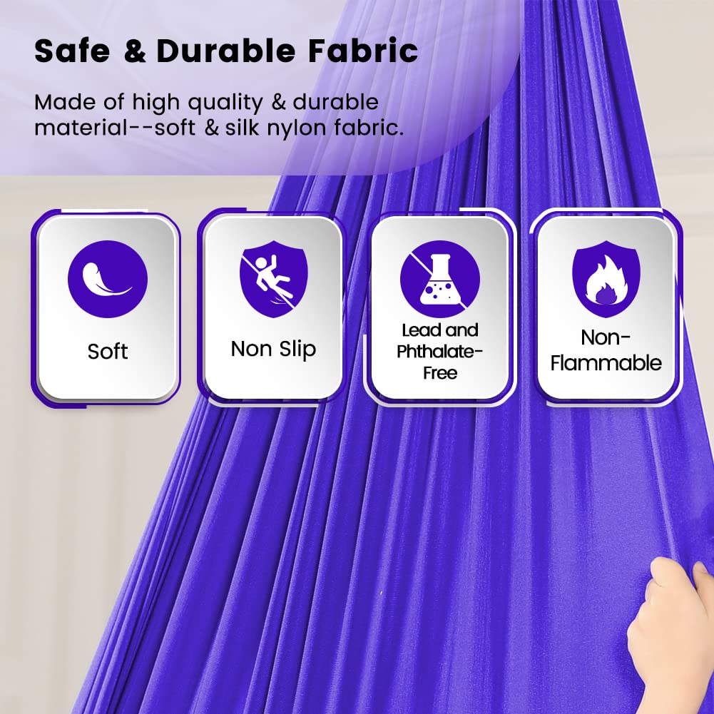 Sensory Swing Safe for Kids Pod Swing Special Needs (with Hardware) Indoor Outdoor Swing Hanger Hammock Chair for Calming & Relaxing, Autism, ADHD Aspergers Therapy Cuddle, Child Sensory Seat Toy Gift
