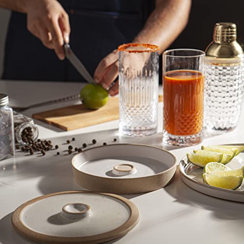 Ceramic Margarita Salt Rimmer Set with Lid 5.5” - Salt Sugar Glass Rimmer for Cocktails - Home Bar Accessories for Tajin Seasoning - Rimmers for Drinks - Bartender Kit Tools - Bar Decor for Home