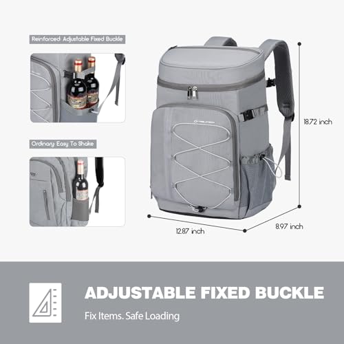 Maelstrom 35 Can Backpack Cooler Leakproof,Insulated Soft Cooler Bag,Beach / Camping Cooler,Ice Chest Backpack for Travel, Grocery Shopping,Kayaking,Fishing,Hiking,Grey