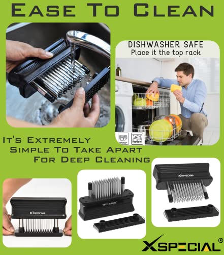 Bold XL Meat Tenderizer Tool 60-Blades Stainless Steel, Ease to Use & Clean - Kitchen Gadgets with Sharp Needle Makes The Toughest Steak Tender - No More Pounding Hammer Or Mallet