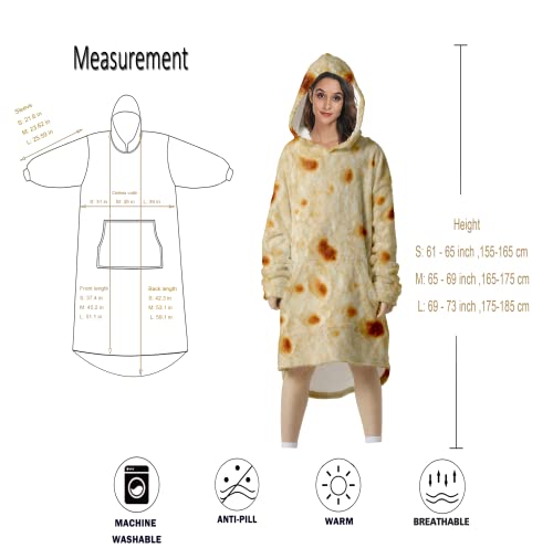 Geduazga Burrito Women Oversized Blanket Hoodie Adult Long Soft Wearable Blanket Hoodie Flannel Giant Blanket Sweatshirt Hoodie,Pockets Pullover Homewear for Teens L