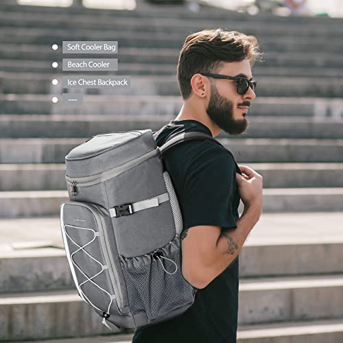 Maelstrom 35 Can Backpack Cooler Leakproof,Insulated Soft Cooler Bag,Beach / Camping Cooler,Ice Chest Backpack for Travel, Grocery Shopping,Kayaking,Fishing,Hiking,Grey