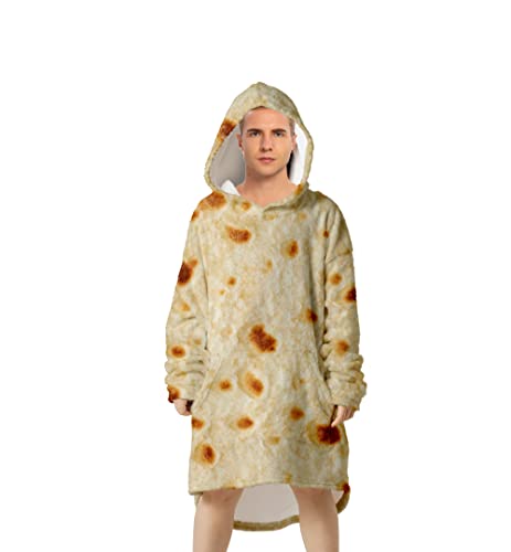 Geduazga Burrito Women Oversized Blanket Hoodie Adult Long Soft Wearable Blanket Hoodie Flannel Giant Blanket Sweatshirt Hoodie,Pockets Pullover Homewear for Teens L