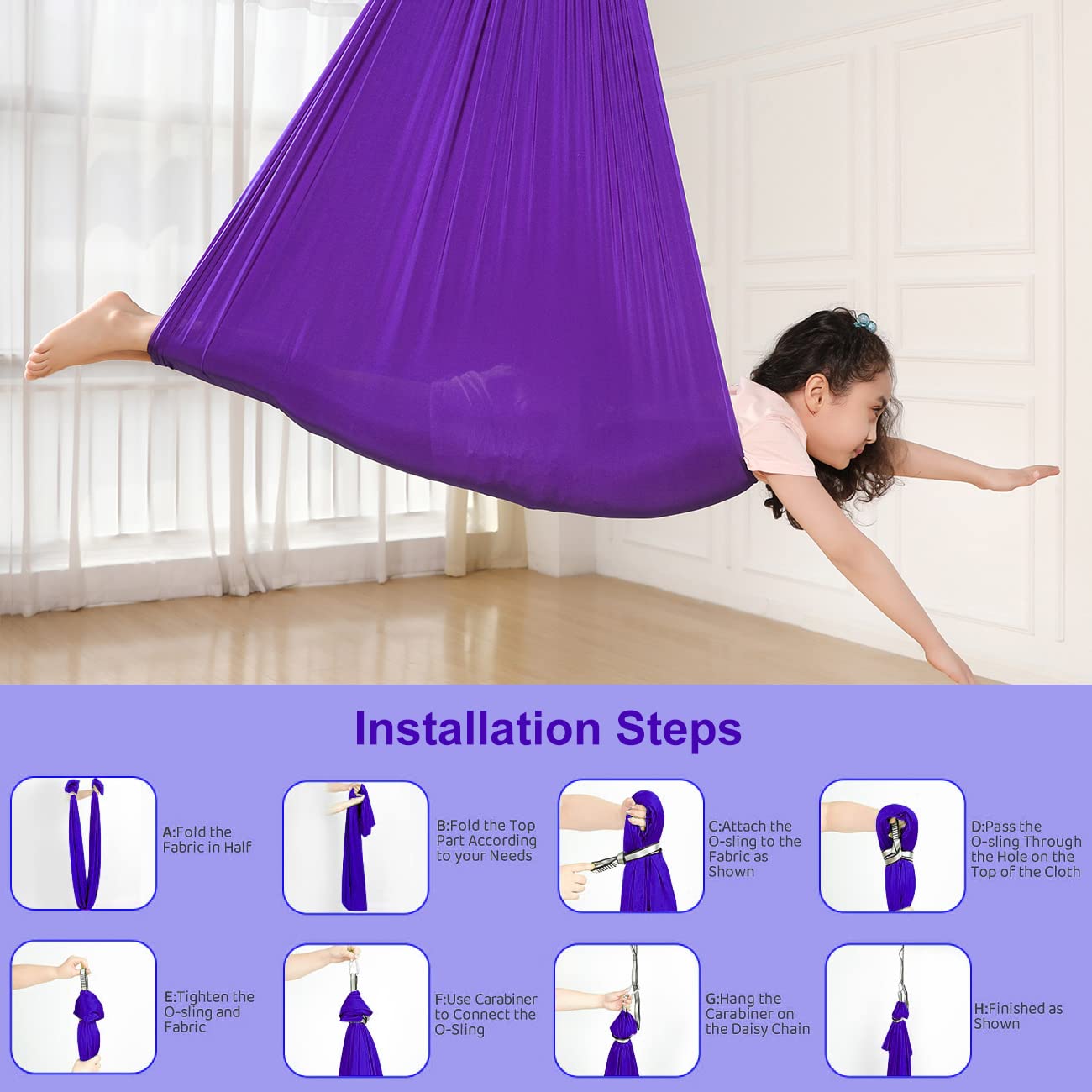 Sensory Swing Safe for Kids Pod Swing Special Needs (with Hardware) Indoor Outdoor Swing Hanger Hammock Chair for Calming & Relaxing, Autism, ADHD Aspergers Therapy Cuddle, Child Sensory Seat Toy Gift
