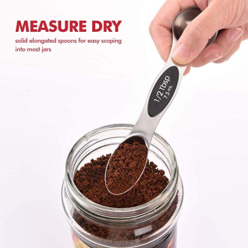 EDELIN Measuring Cups and Magnetic Measuring Spoons Set, Stainless Steel 5 Cups and 7 Spoons and 1 Levele (13set)