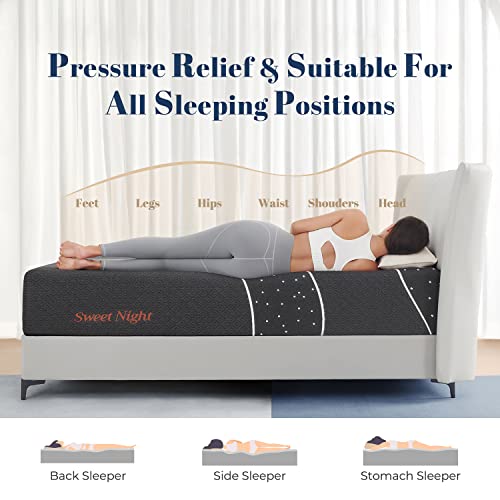 Sweetnight King Mattress, 12 Inch Gel Memory Foam Mattress in a Box, King Size Medium Firm Mattress for Motion Isolation & Pressure Relief, Gray, Starry Night