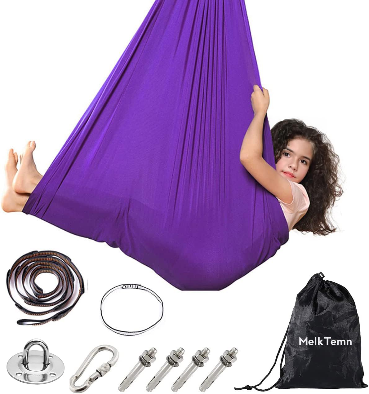 Sensory Swing Safe for Kids Pod Swing Special Needs (with Hardware) Indoor Outdoor Swing Hanger Hammock Chair for Calming & Relaxing, Autism, ADHD Aspergers Therapy Cuddle, Child Sensory Seat Toy Gift
