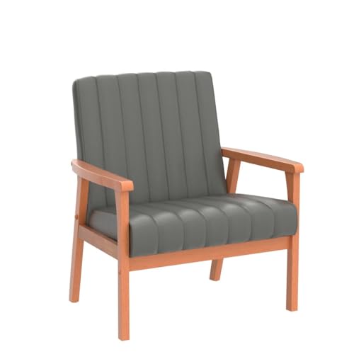 Edenbrook Carlton Exposed Wooden Arm Accent Chair for Living Room-Real Wood-Modern Channeled Tufting, Gray