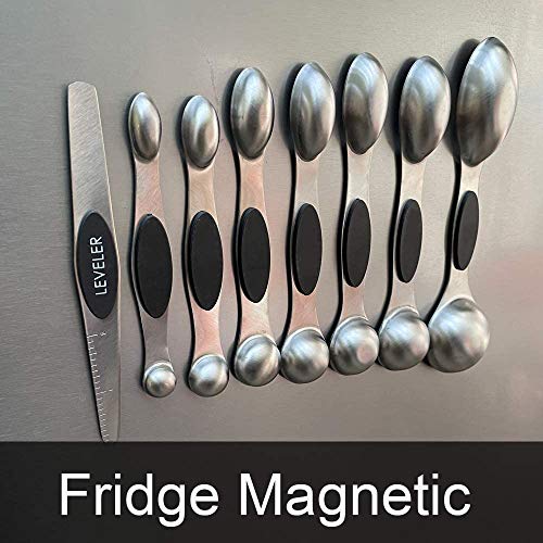 EDELIN Measuring Cups and Magnetic Measuring Spoons Set, Stainless Steel 5 Cups and 7 Spoons and 1 Levele (13set)