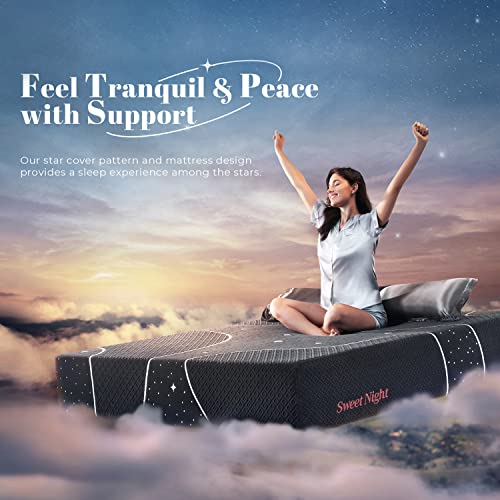 Sweetnight King Mattress, 12 Inch Gel Memory Foam Mattress in a Box, King Size Medium Firm Mattress for Motion Isolation & Pressure Relief, Gray, Starry Night