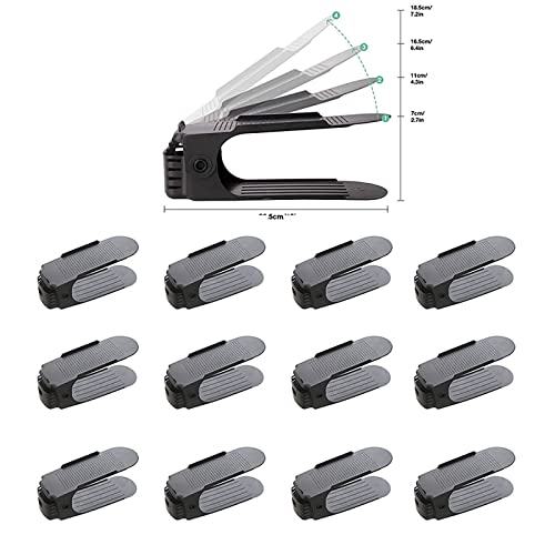 Rehomy 20 Pack Shoe Slots Organizer Adjustable Double Deck Space-Saving Shoe Stacker Shoe Rack