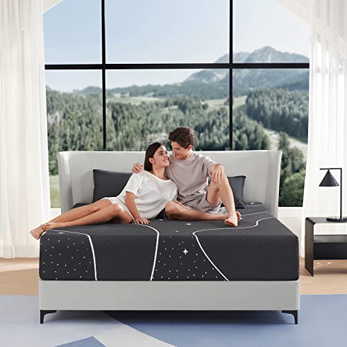 Sweetnight King Mattress, 12 Inch Gel Memory Foam Mattress in a Box, King Size Medium Firm Mattress for Motion Isolation & Pressure Relief, Gray, Starry Night