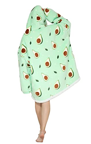 LorranTree Hoodie Wearable Blanket Oversized Sweatshirt with Pockets TV-Blanket for Adults Men Women Avocado Sherpa Cows One Size Fits All TV2201-NYG
