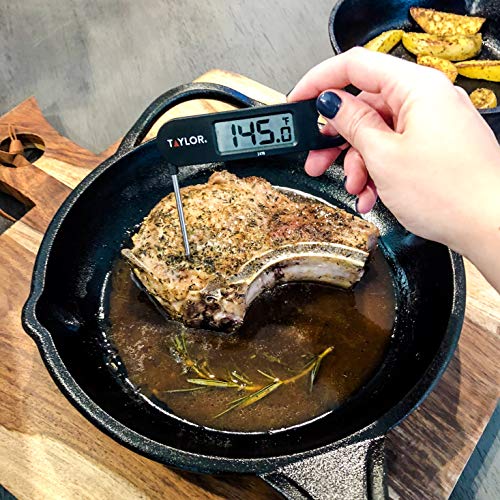 Taylor Instant Read Digital Meat Food Grill BBQ Cooking Kitchen Thermometer, Folding Probe, Black