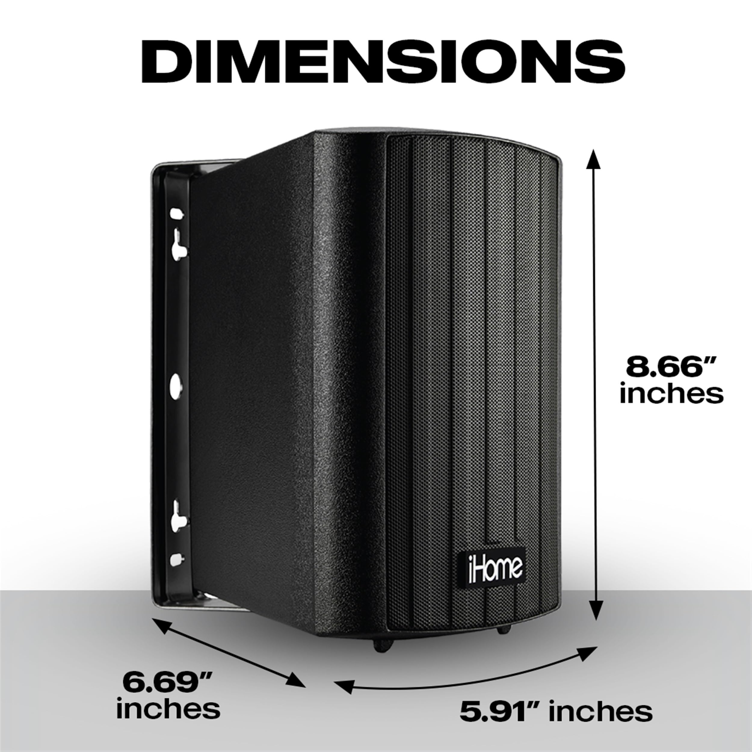 iHome IHSI-W400BT-PR-BLK Bluetooth 4-Inch 100W Weatherproof Speakers, Indoor/Outdoor, Wall/Ceiling Mount, Surround Sound, Pair - Ideal for Home Parties