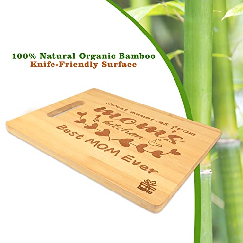 Mom Gifts for Mothers Day,Engraved Bamboo Cutting Board Personalized Presents for Mom from Daughters or Son for Birthday Christmas
