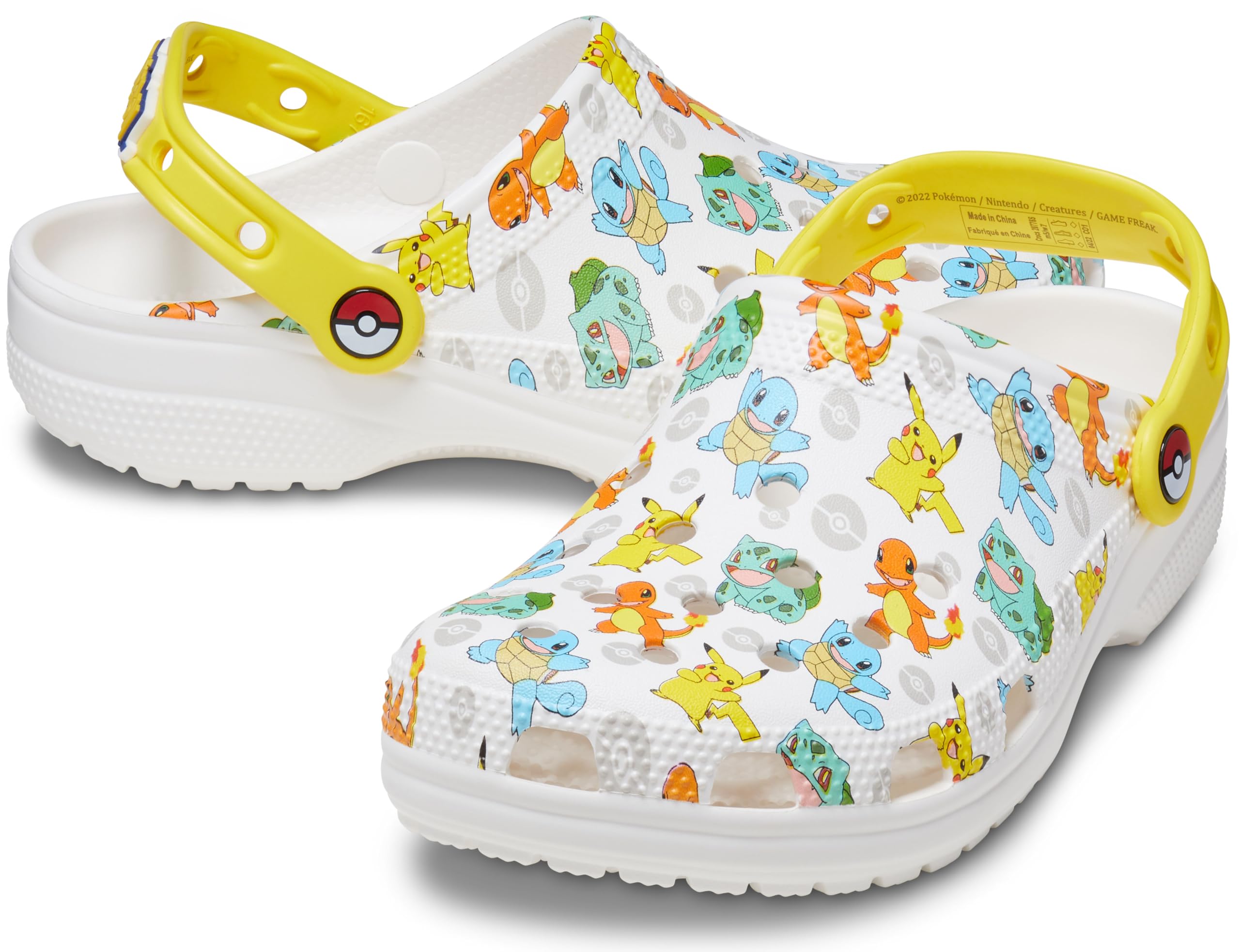 Crocs Unisex Classic Pikachu Clogs, Pokemon Shoes, 11 Women/9 Men White/Multi